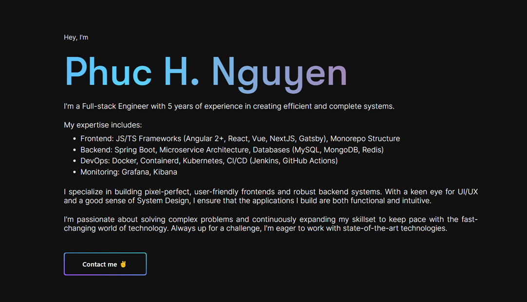 Phuc Hoang Nguyen | Full-stack Engineer
